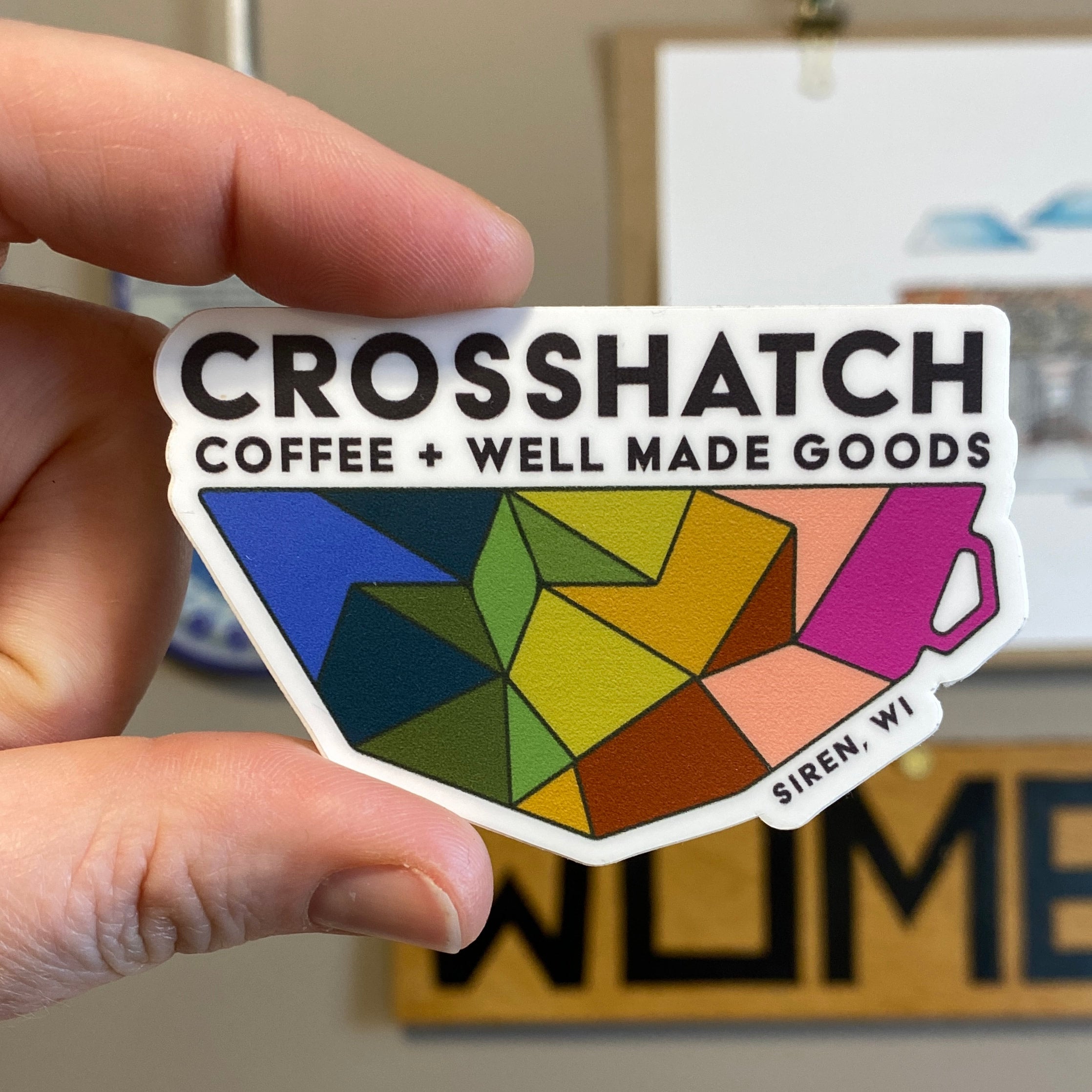 Retro Colors Crosshatch Geometric Sticker | Crosshatch Coffee Co.