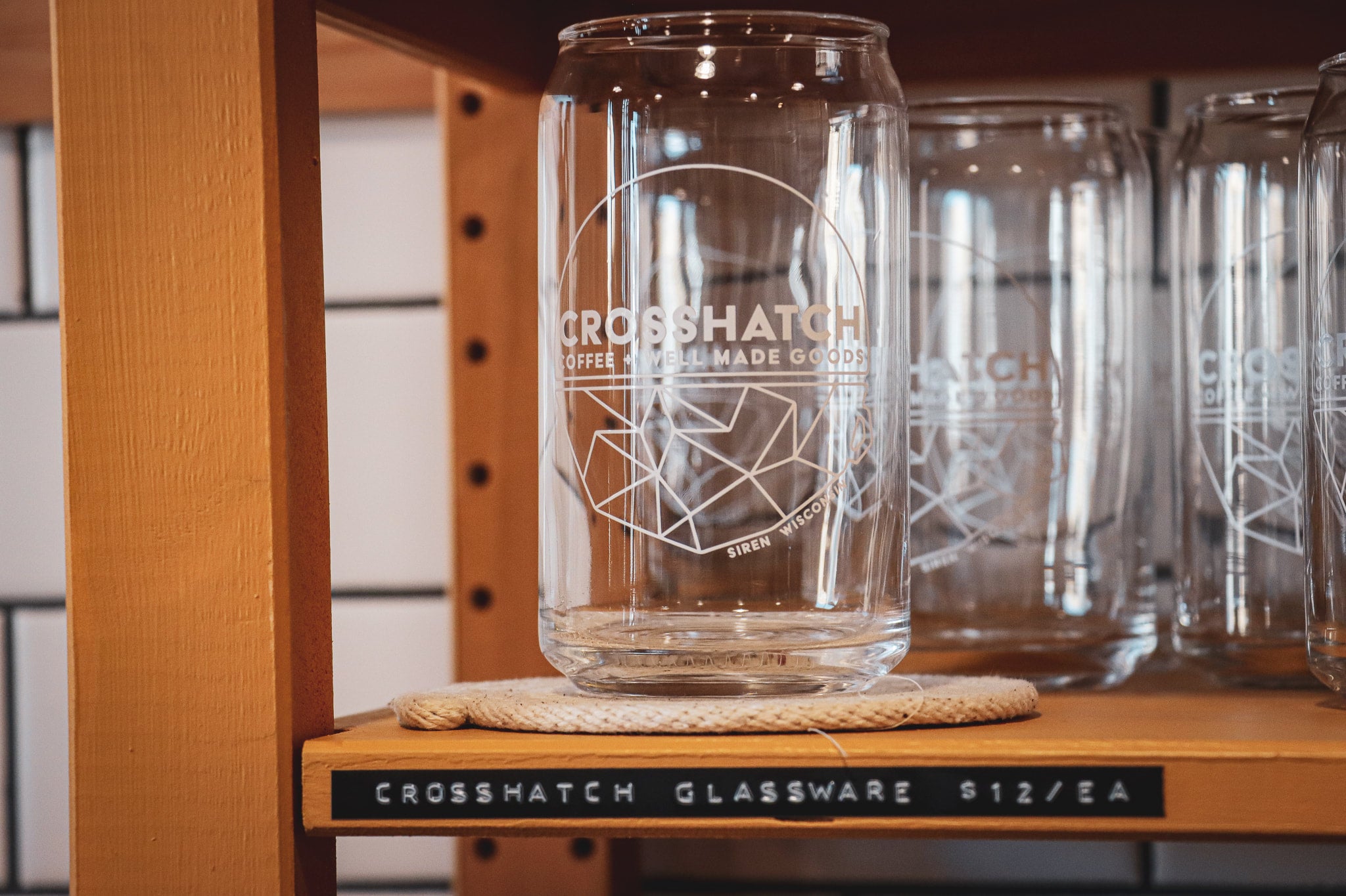 Crosshatch Classic Logo 16 oz Glass Can | Crosshatch Coffee Co.